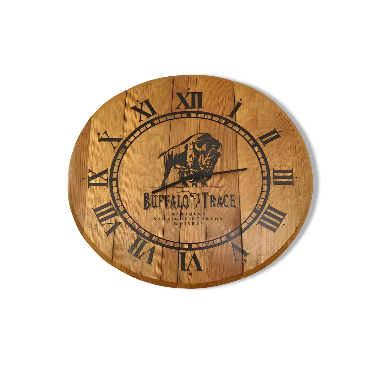 Buffalo Trace Inspired Wooden Wall Clock, Hand Made Solid Wood Constru ...